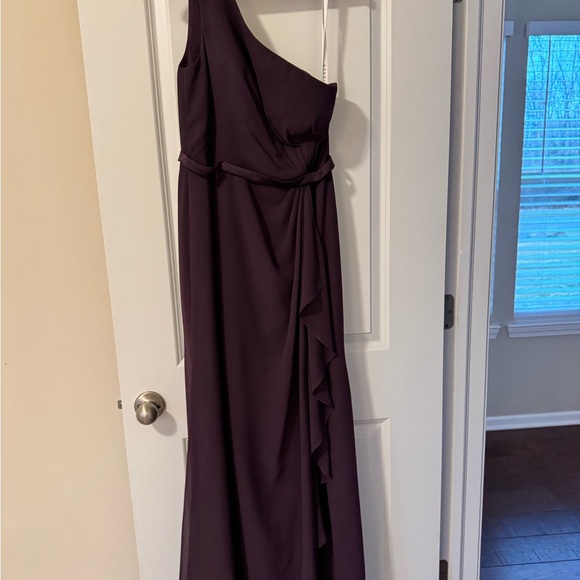 Azazie | Dresses | Azazie Purple Asymmetrical Ruched Gown | Poshmark